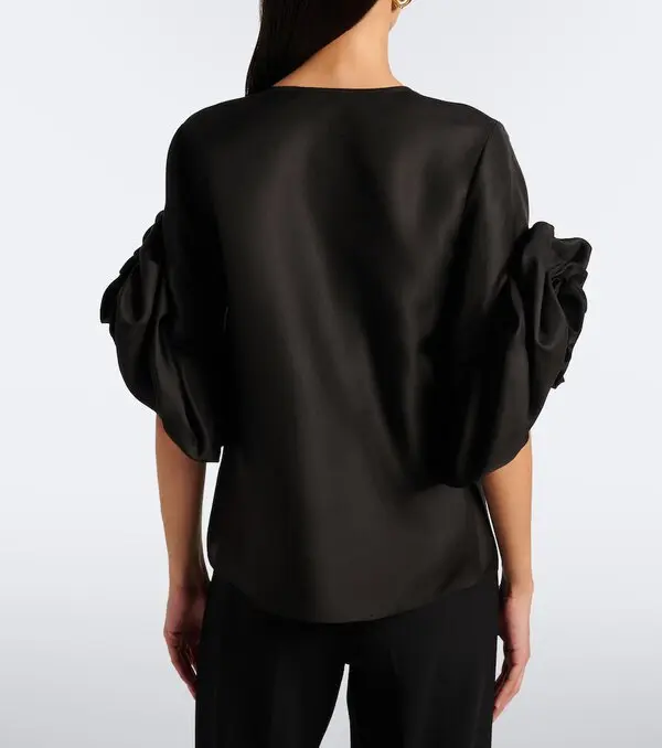 Carolina Herrera Floral-appliqué Silk Top