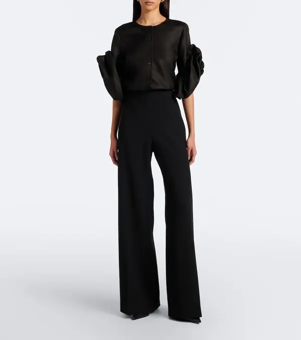 Carolina Herrera Floral-appliqué Silk Top
