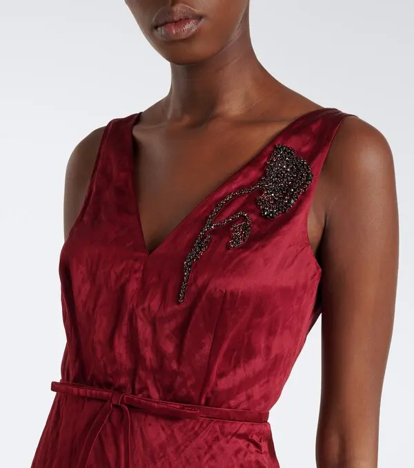 Erdem Embellished Satin Cocktail Dress