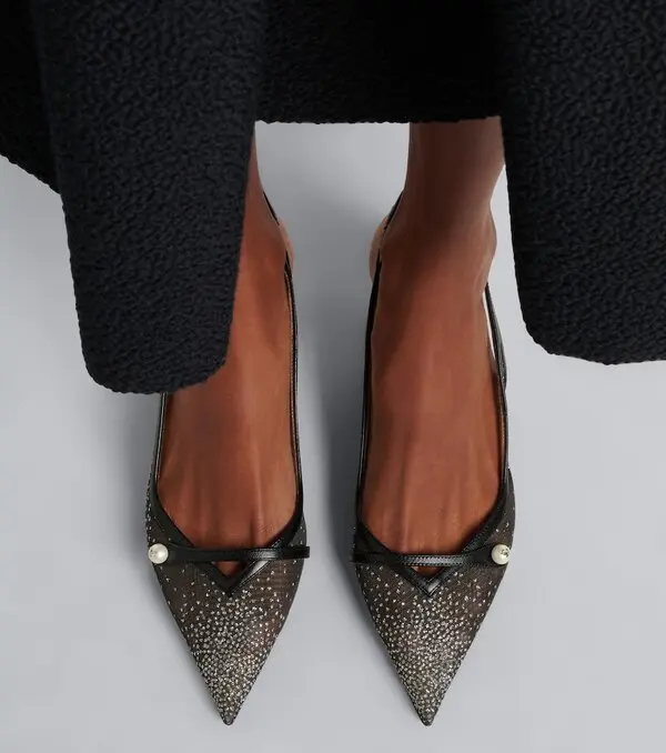 JIMMY CHOO Amita Embellished Mesh Slingback Pumps