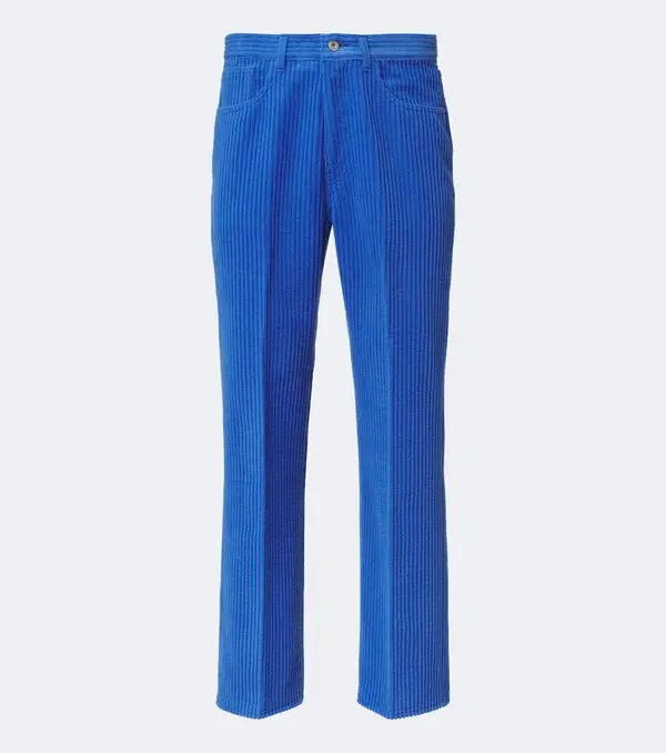 Auralee Wool And Cashmere Corduroy Straight Pants - Blue
