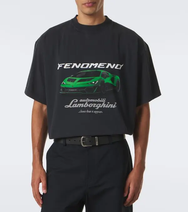Balenciaga X Lamborghini Printed Cotton Jersey T-shirt