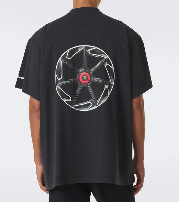 Balenciaga X Lamborghini Printed Cotton Jersey T-shirt