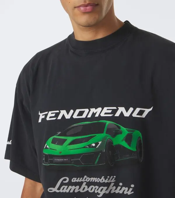 Balenciaga X Lamborghini Printed Cotton Jersey T-shirt