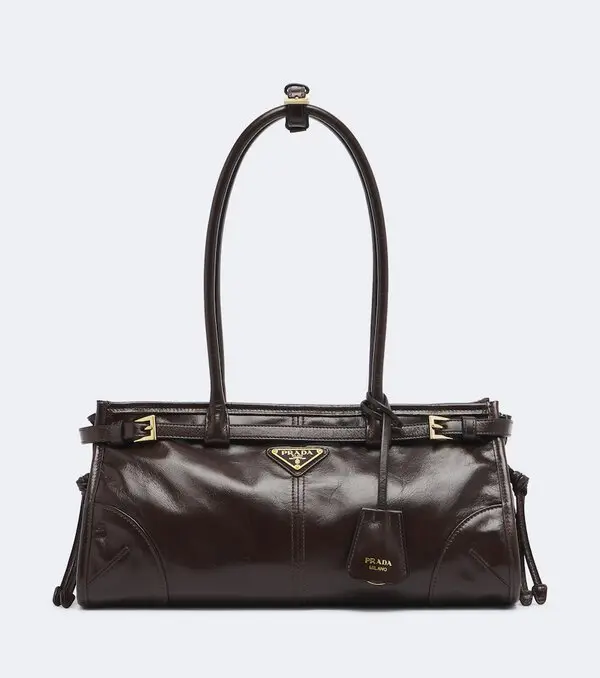 Prada Bonnie Leather Shoulder Bag - Brown