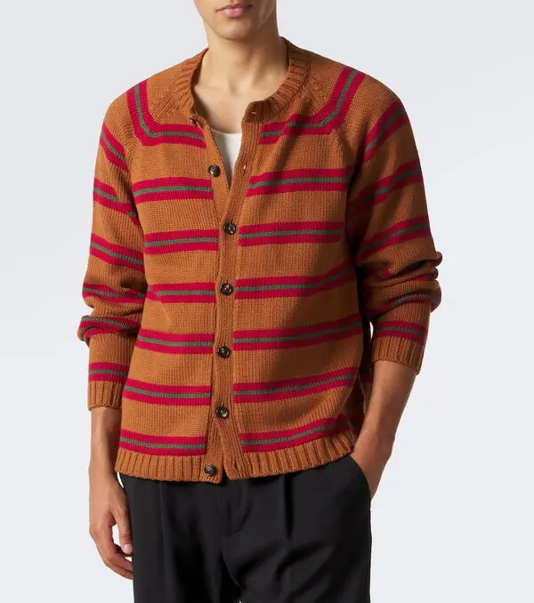 BODE Holly Striped Cotton And Wool Cardigan