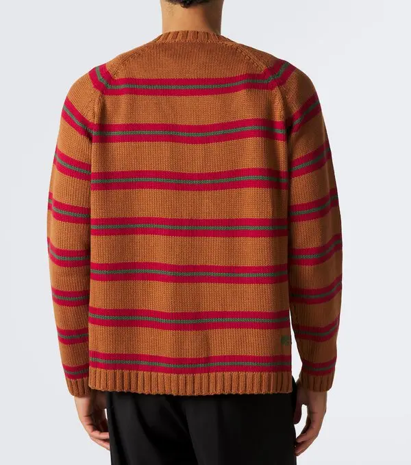 BODE Holly Striped Cotton And Wool Cardigan