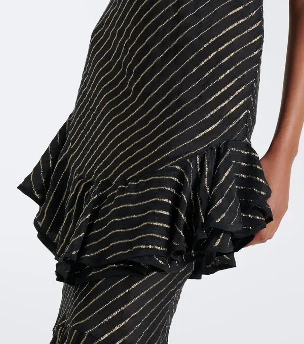 Johanna Ortiz Striped Tiered Silk-blend Gown