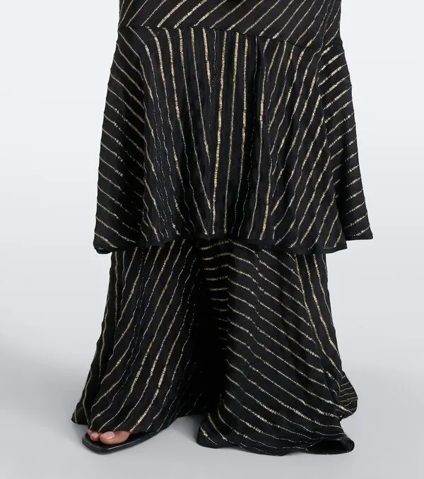 Johanna Ortiz Striped Tiered Silk-blend Gown