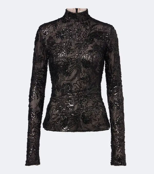 THE NEW ARRIVALS ILKYAZ OZEL Catroux Sequined Top - Black