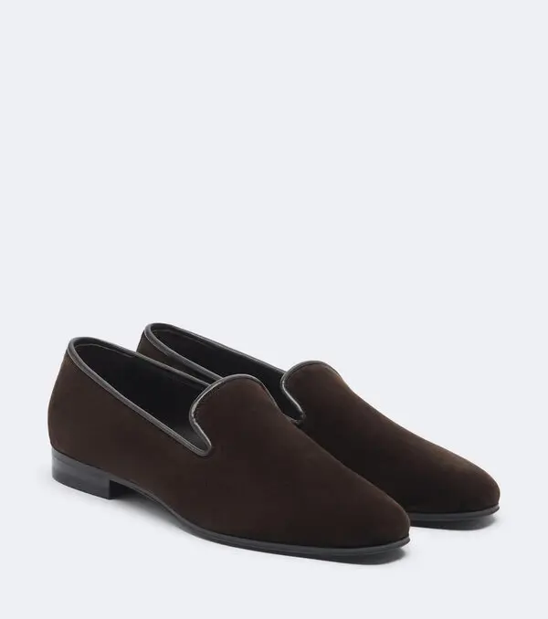 THE ROW Marc Leather-trimmed Velvet Loafers