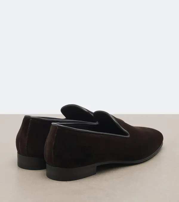 THE ROW Marc Leather-trimmed Velvet Loafers