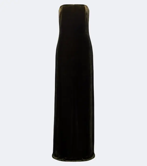 Ralph Lauren Velvet Bustier Gown - Green