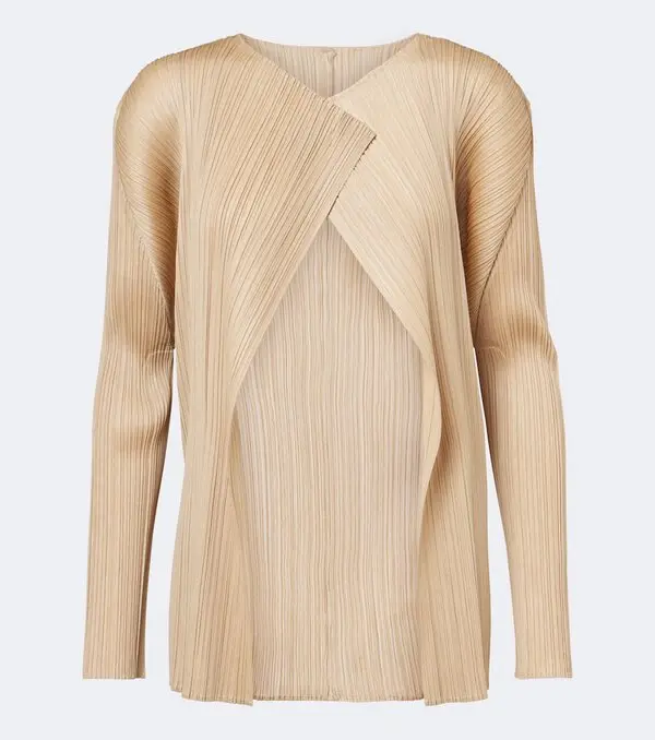 Issey Miyake Monthly Colors: October Pleated Cardigan - Beige