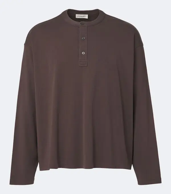 FRAME Cotton Jersey Henley Shirt