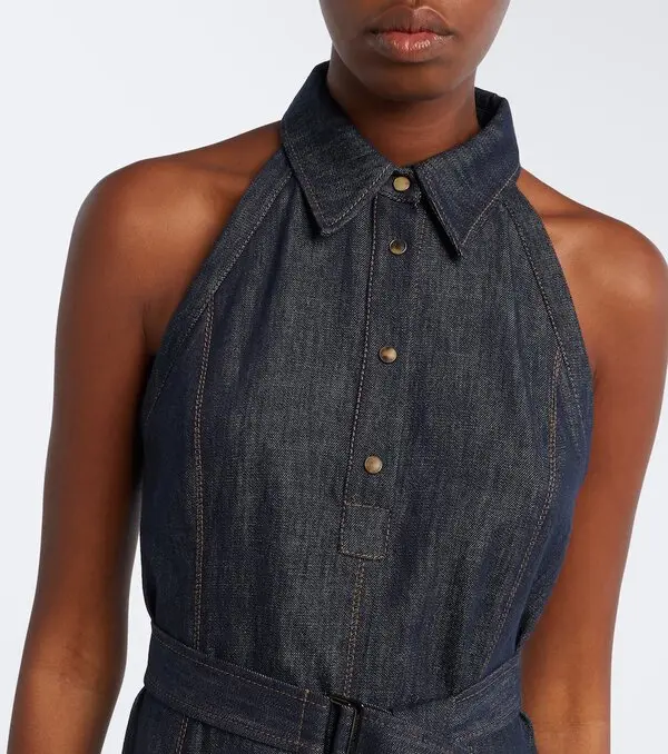 Brunello Cucinelli Monilli Belted Denim Polo Dress