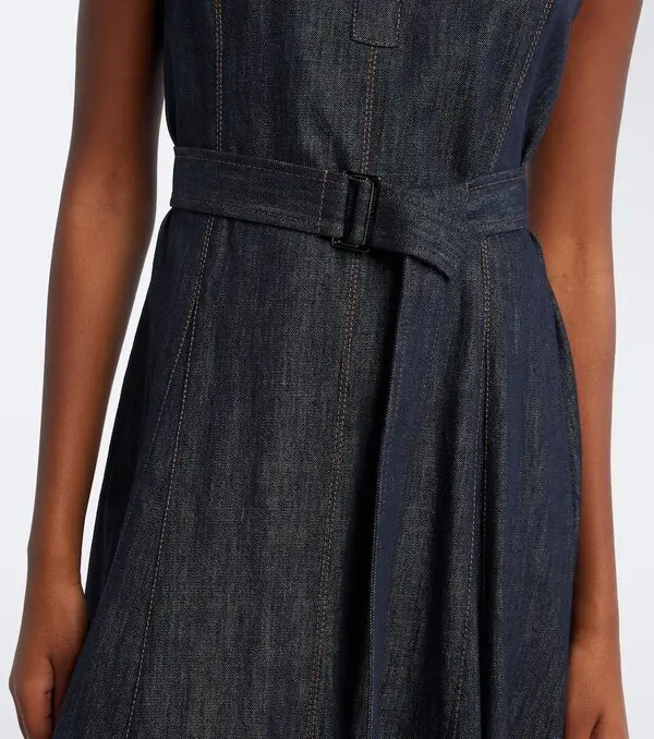 Brunello Cucinelli Monilli Belted Denim Polo Dress