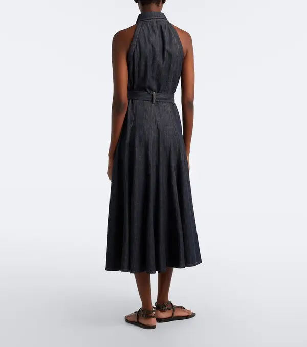 Brunello Cucinelli Monilli Belted Denim Polo Dress
