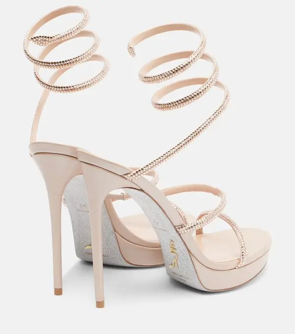 Rene Caovilla Cleo Embellished Satin Sandals - Pink