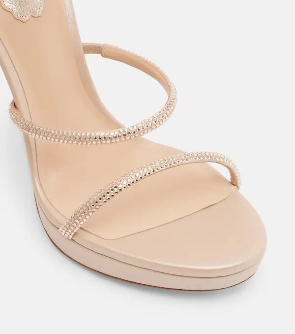Rene Caovilla Cleo Embellished Satin Sandals - Pink