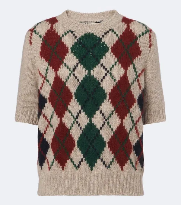 Khaite Lisa Argyle Cashmere And Mohair Sweater - Neutrals