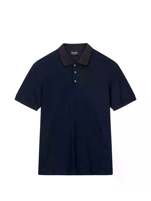 Giorgio Armani Geometric-patterned Short-sleeved Polo Shirt
