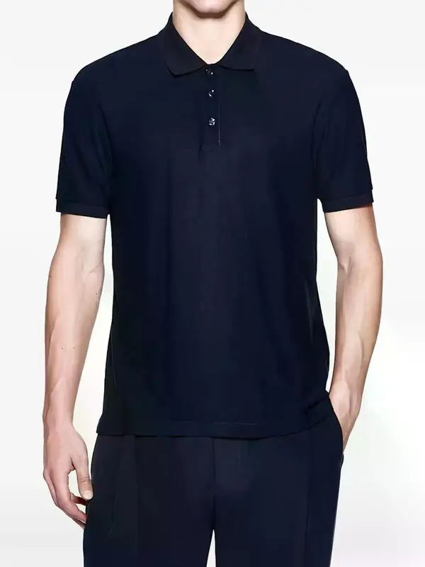 Giorgio Armani Geometric-patterned Short-sleeved Polo Shirt