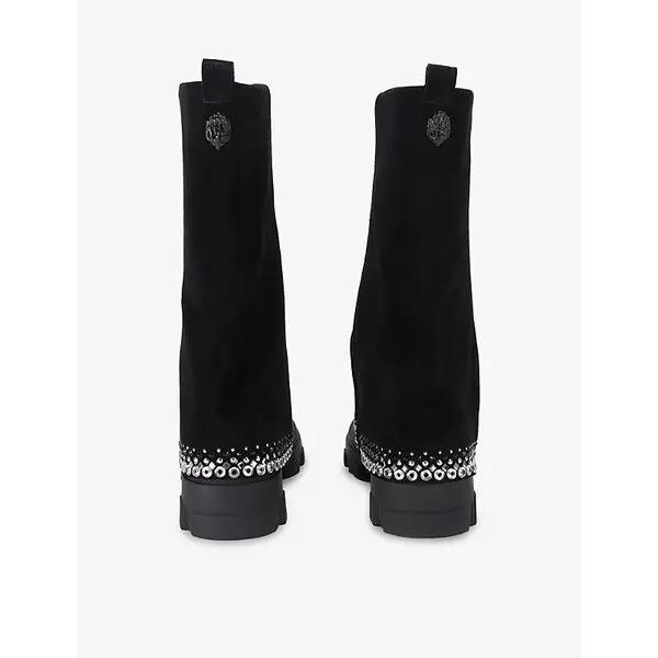 Kurt Geiger Stomp Fold-over Crystal Suede Boots