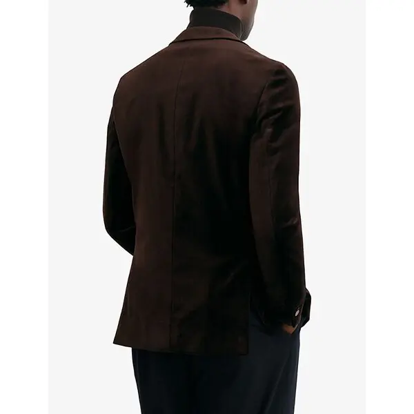 REISS Aspara Tailored-fit Stretch-velvet Blazer - Brown