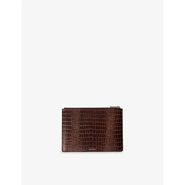 Whistles Croc-embossed Leather Clutch