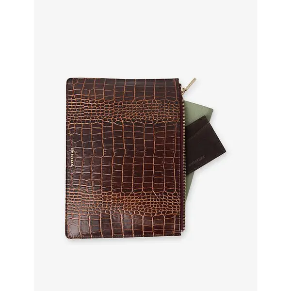 Whistles Croc-embossed Leather Clutch