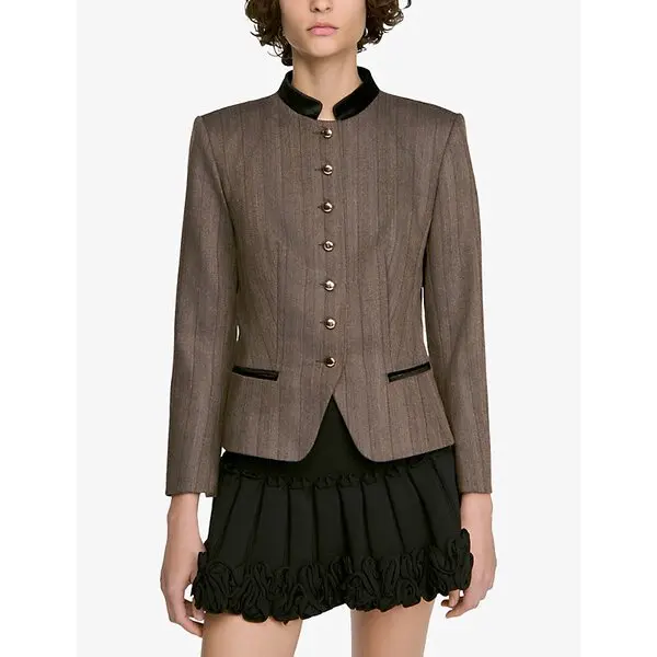 Sandro Striped Wool-blend Jacket