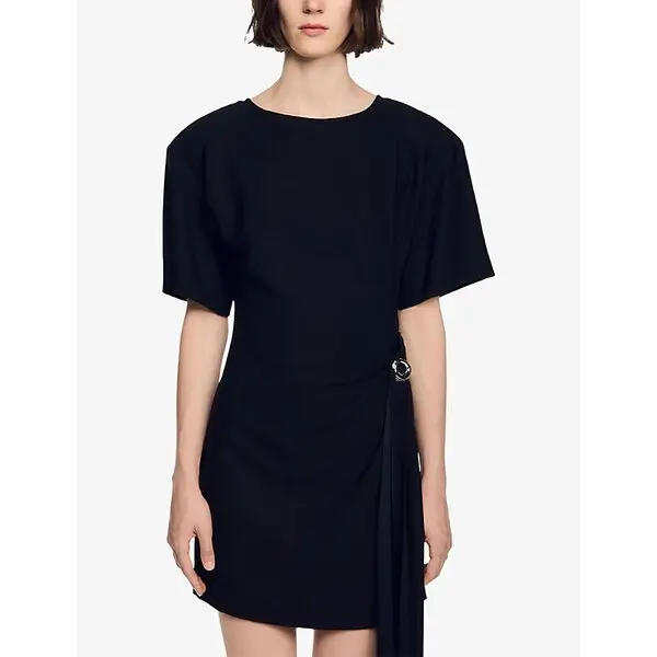 Sandro Draped Jersey Mini Dress