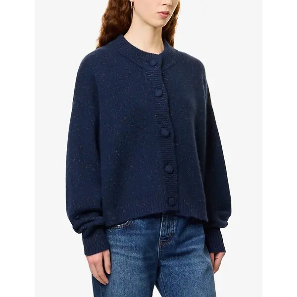 FRAME Flecked Knitted Wool And Cashmere Cardigan