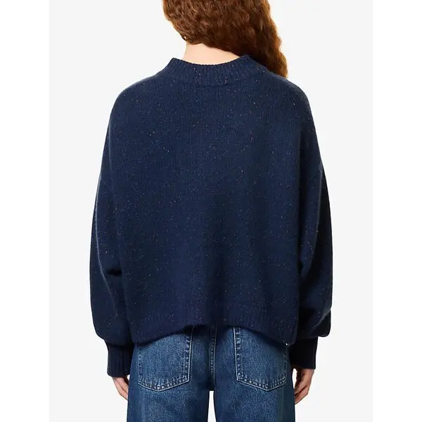 FRAME Flecked Knitted Wool And Cashmere Cardigan