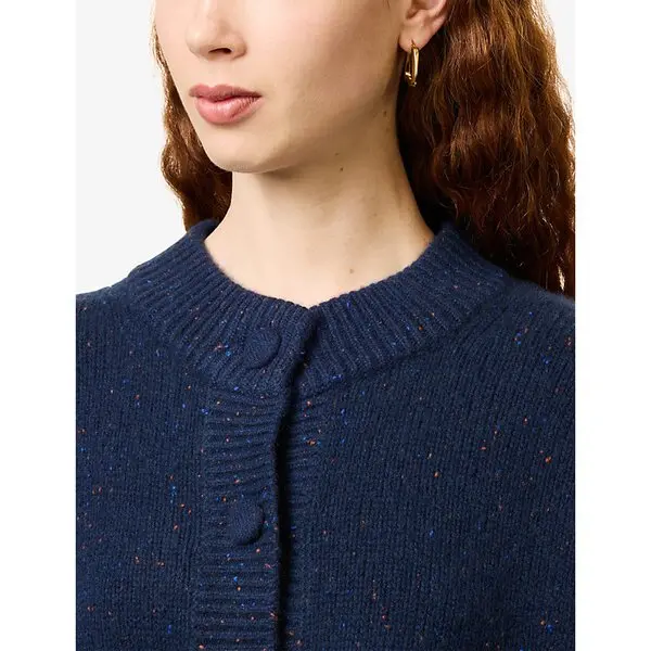 FRAME Flecked Knitted Wool And Cashmere Cardigan