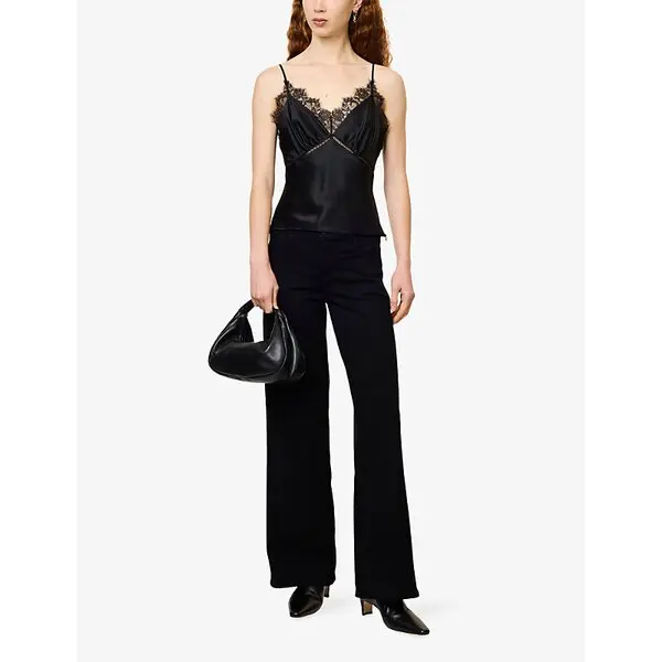 FRAME Le Slim Palazzo Low-rise Stretch-denim Jeans - Black