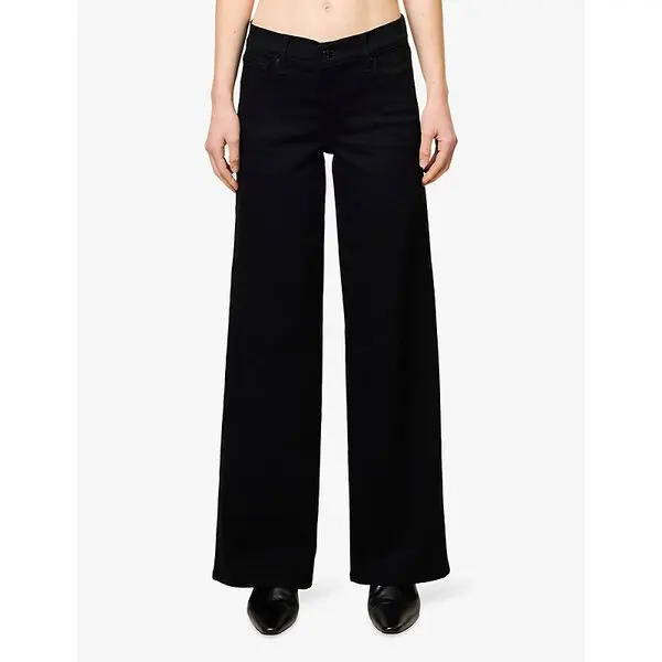 FRAME Le Slim Palazzo Low-rise Stretch-denim Jeans - Black