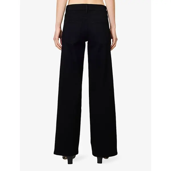 FRAME Le Slim Palazzo Low-rise Stretch-denim Jeans - Black