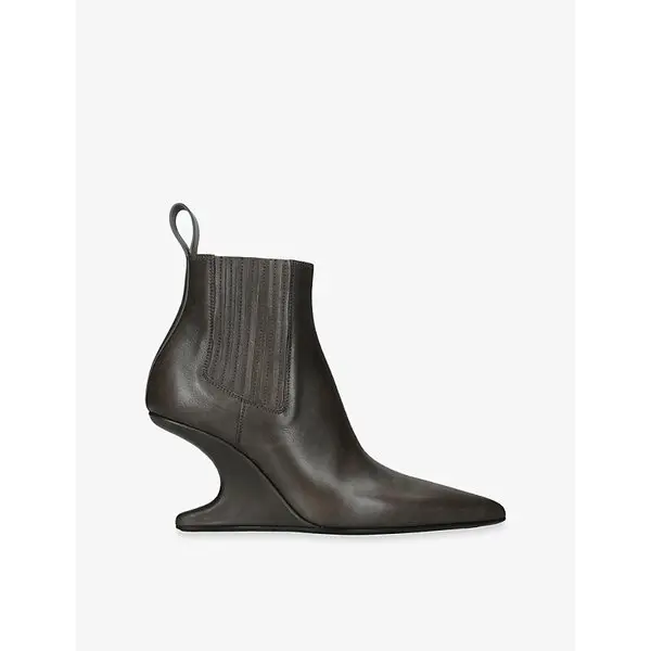 Rick Owens Cantilever 8 Sharp Leather Ankle Boots