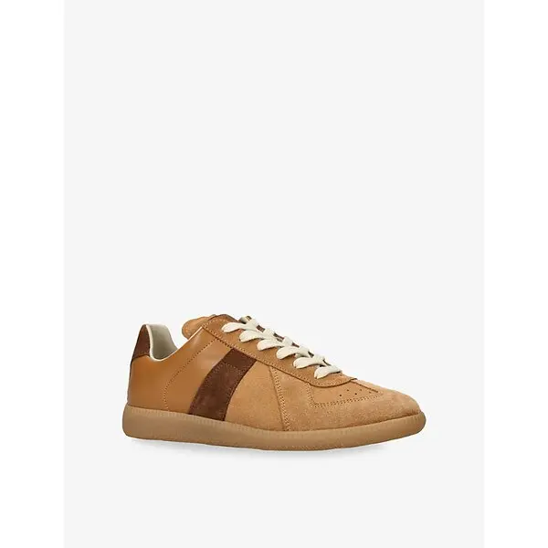 MAISON MARGIELA Replica Exclusive Panelled Leather Trainers - Tan