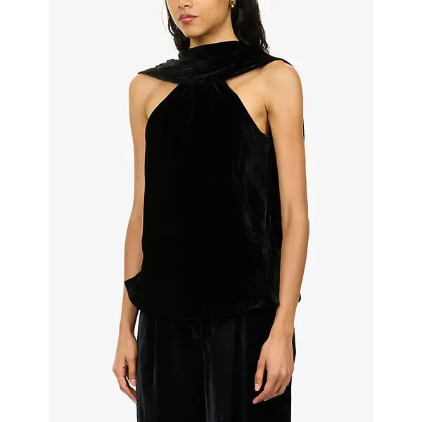 Simkhai Scarlett Sleeveless Silk-velvet Top