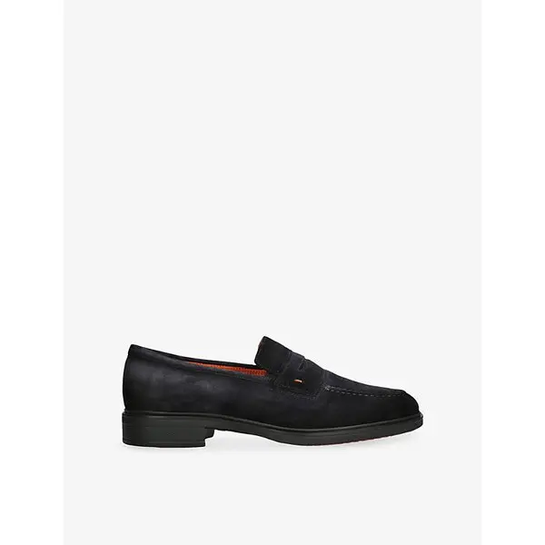 Santoni Easy Suede Loafers - Navy