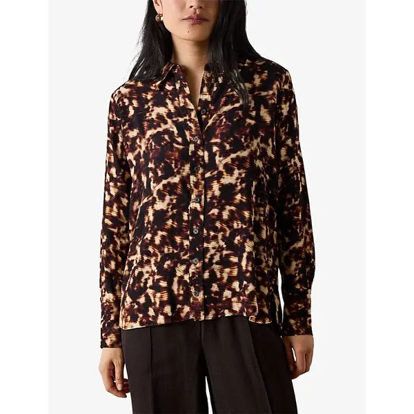 Whistles Tortoiseshell-print Crepe Shirt