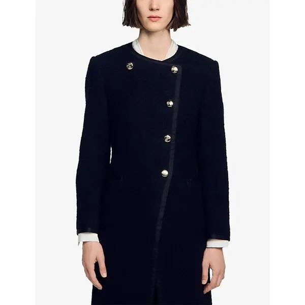 Sandro Jewelled Tweed Coat