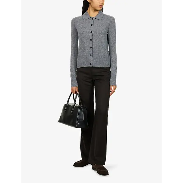 Le Kasha Ribbed-trims Cashmere Knitted Polo Cardigan