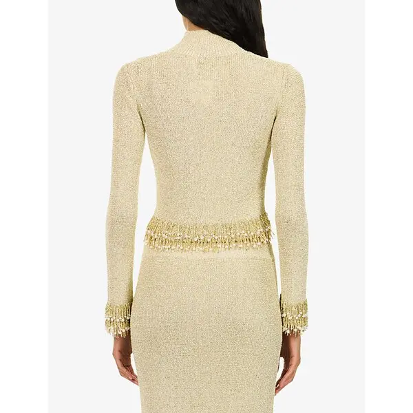 Simkhai Tali Embellished Metallic Top