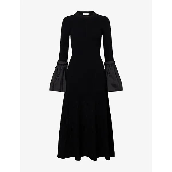 Simkhai Maelle Ribbed Knitted Midi Dress - Black