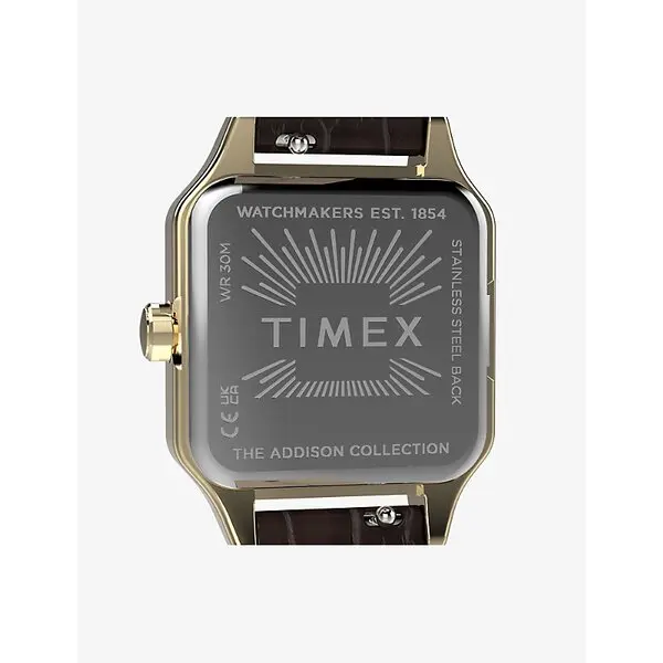 Timex® Addison 23mm Brass And Leather Strap Quartz Watch