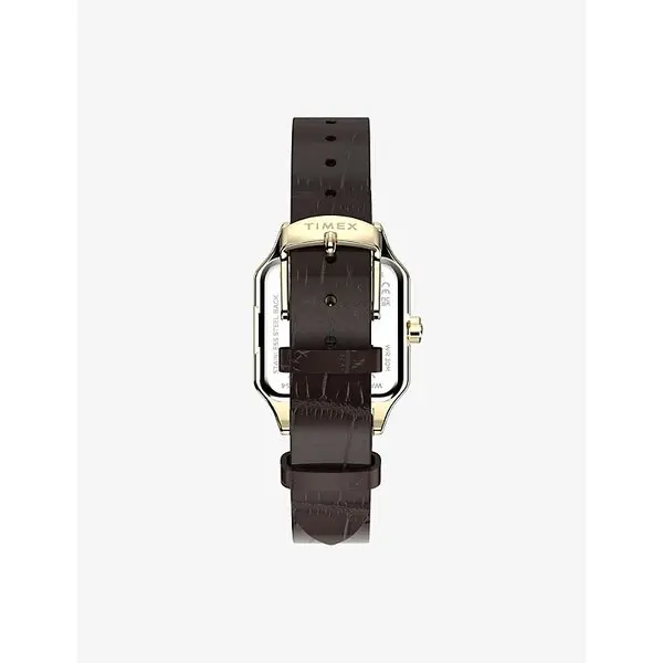 Timex® Addison 23mm Brass And Leather Strap Quartz Watch
